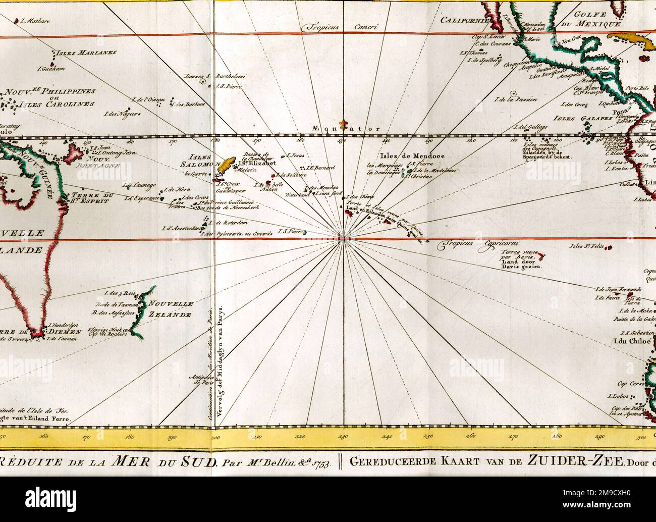 18. Centuryt Map of the Mer Du Sud (Pazifik Stockfotografie - Alamy