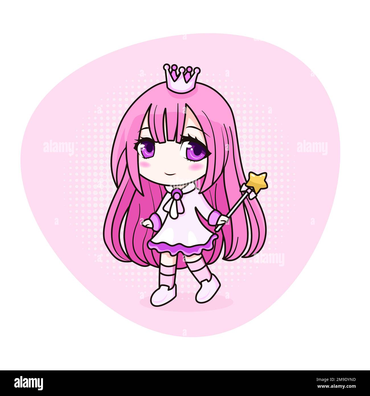Süßes Kawaii-Prinzessinnen-Mädchen. Manga Chibi mit Krone Stock ... Süßes Kawaii-Prinzessinnen-Mädchen. Manga Chibi mit Krone Stock ...