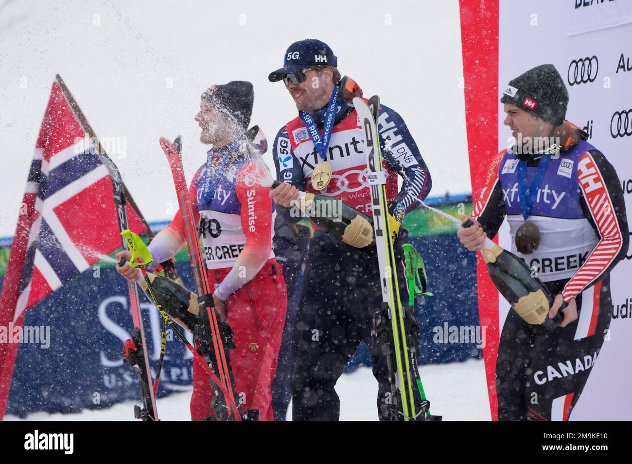From left to right, Switzerland's Marco Odermatt, Norway's Aleksander ...