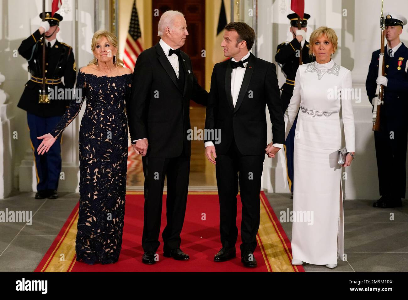First lady Jill Biden gestures as she and President Joe Biden prepare ...