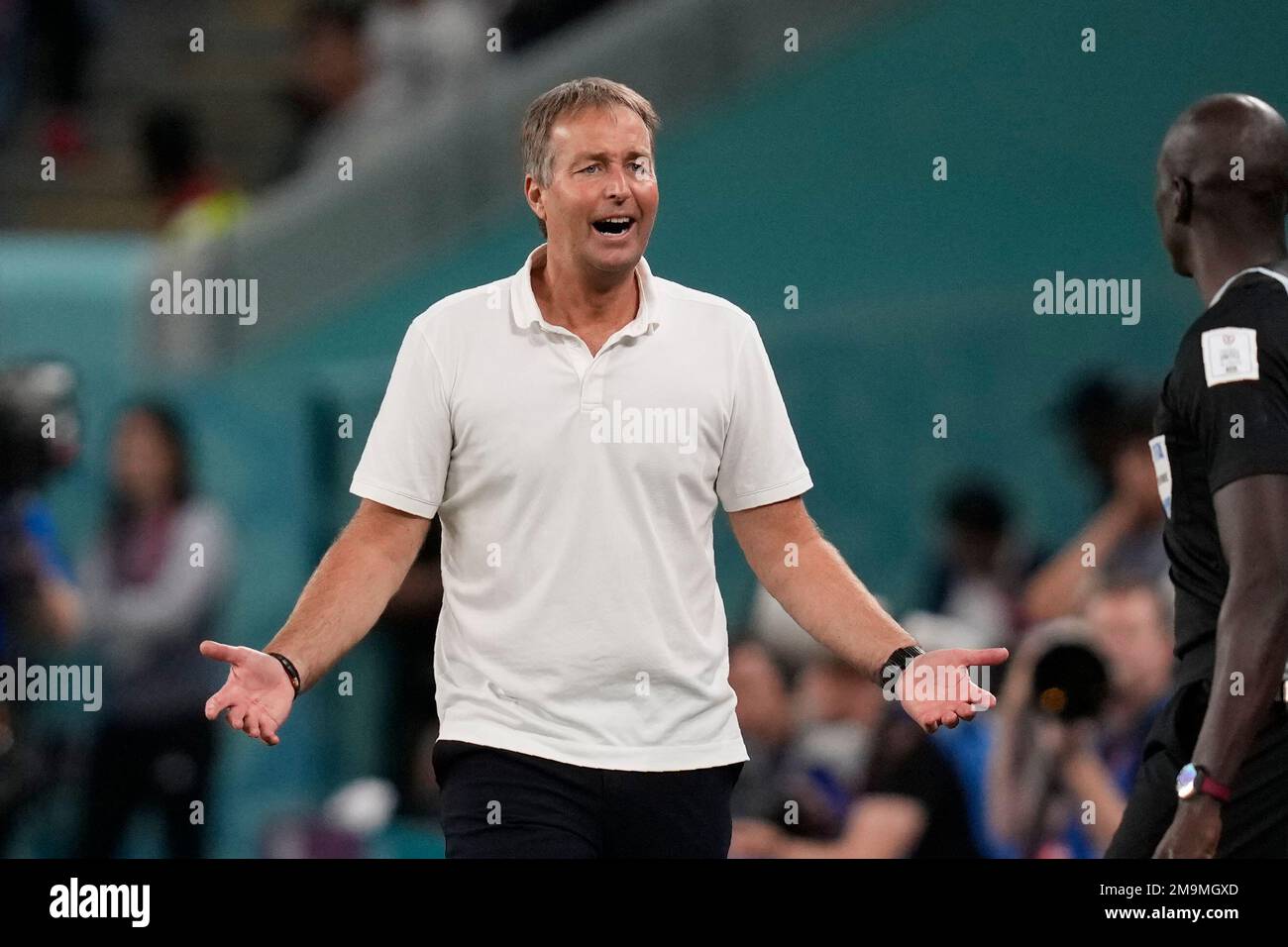 Denmark's head coach Kasper Hjulmand gestures during the World Cup ...