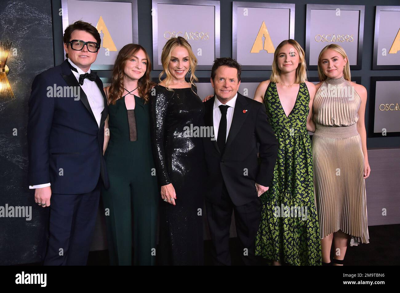 From left, Sam Fox, Esme Fox, Tracy Pollan, Michael J. Fox, Schuyler ...