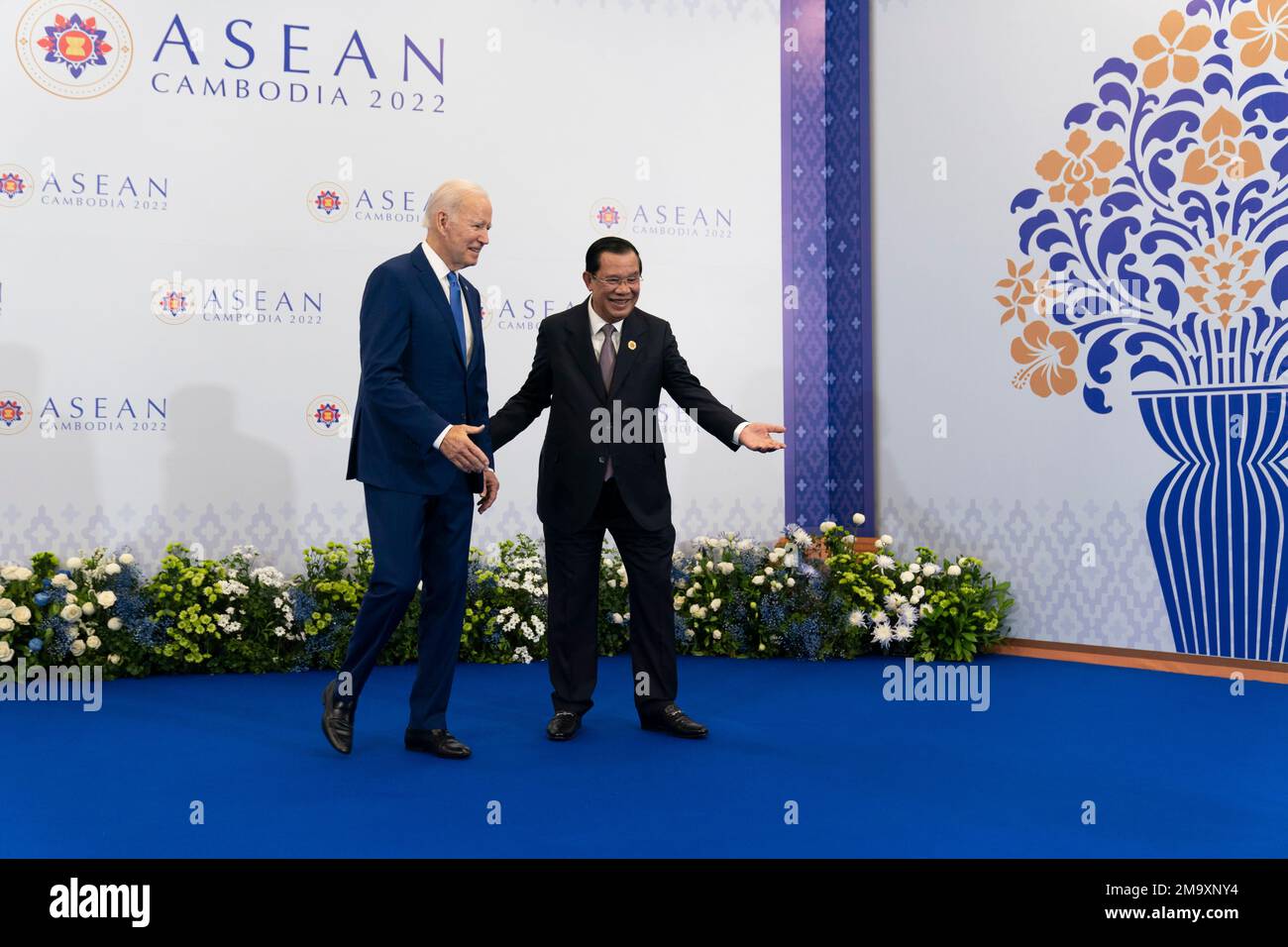 U.S. President Joe Biden departs with Cambodian Prime Minister Hun Sen ...