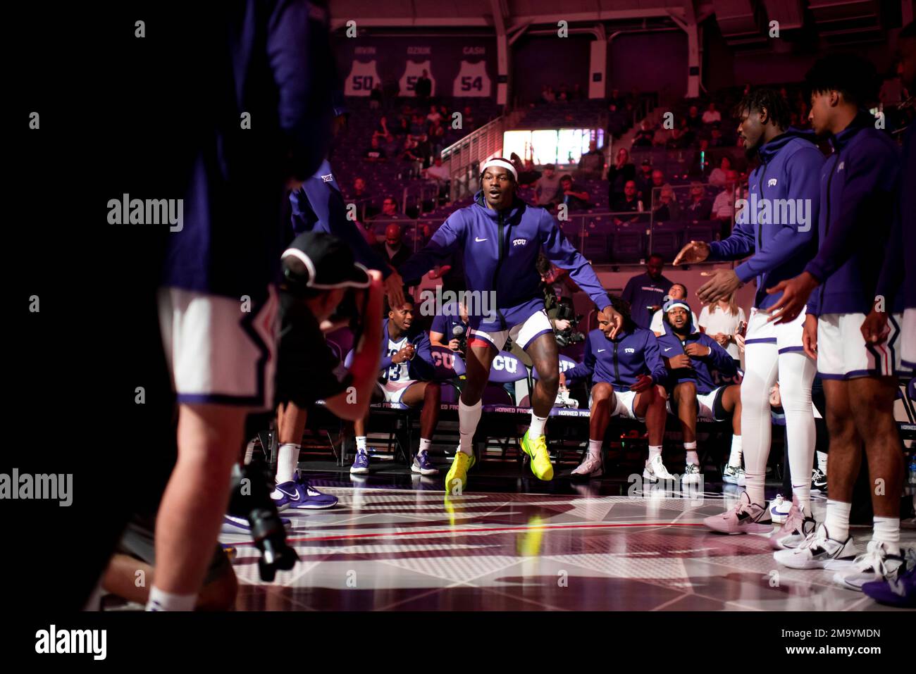 TCU forward Emanuel Miller (2) is introduced into the starting lineup ...
