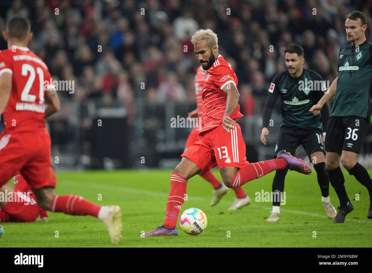 Bayern's Eric Maxim Choupo-Moting shots the ball during the Bundesliga ...