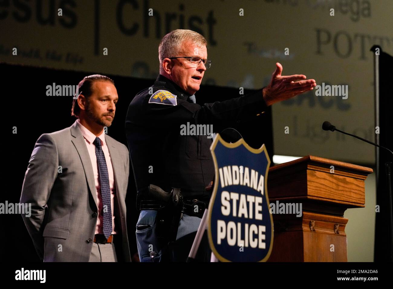 Indiana State Police Superintendent Doug Carter, right and Carroll ...