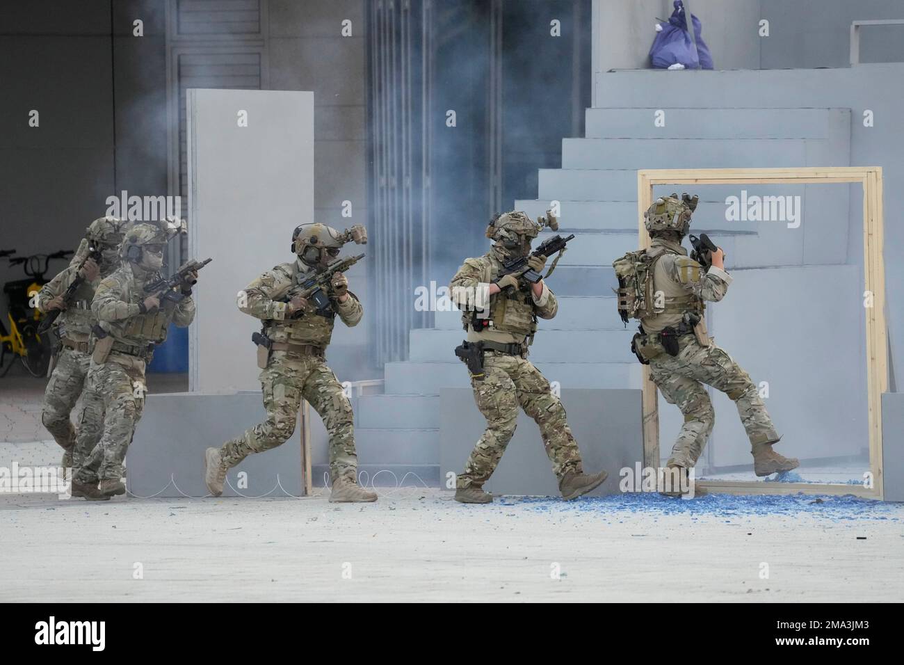 Members of an anti-terrorist team participate during national ...
