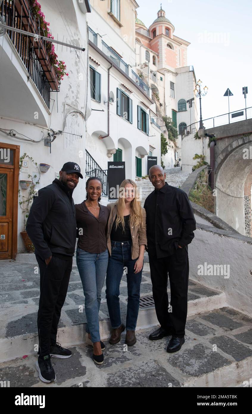 From left, US director Antoine Fuqua, Italian actress Gaia Scodellaro ...