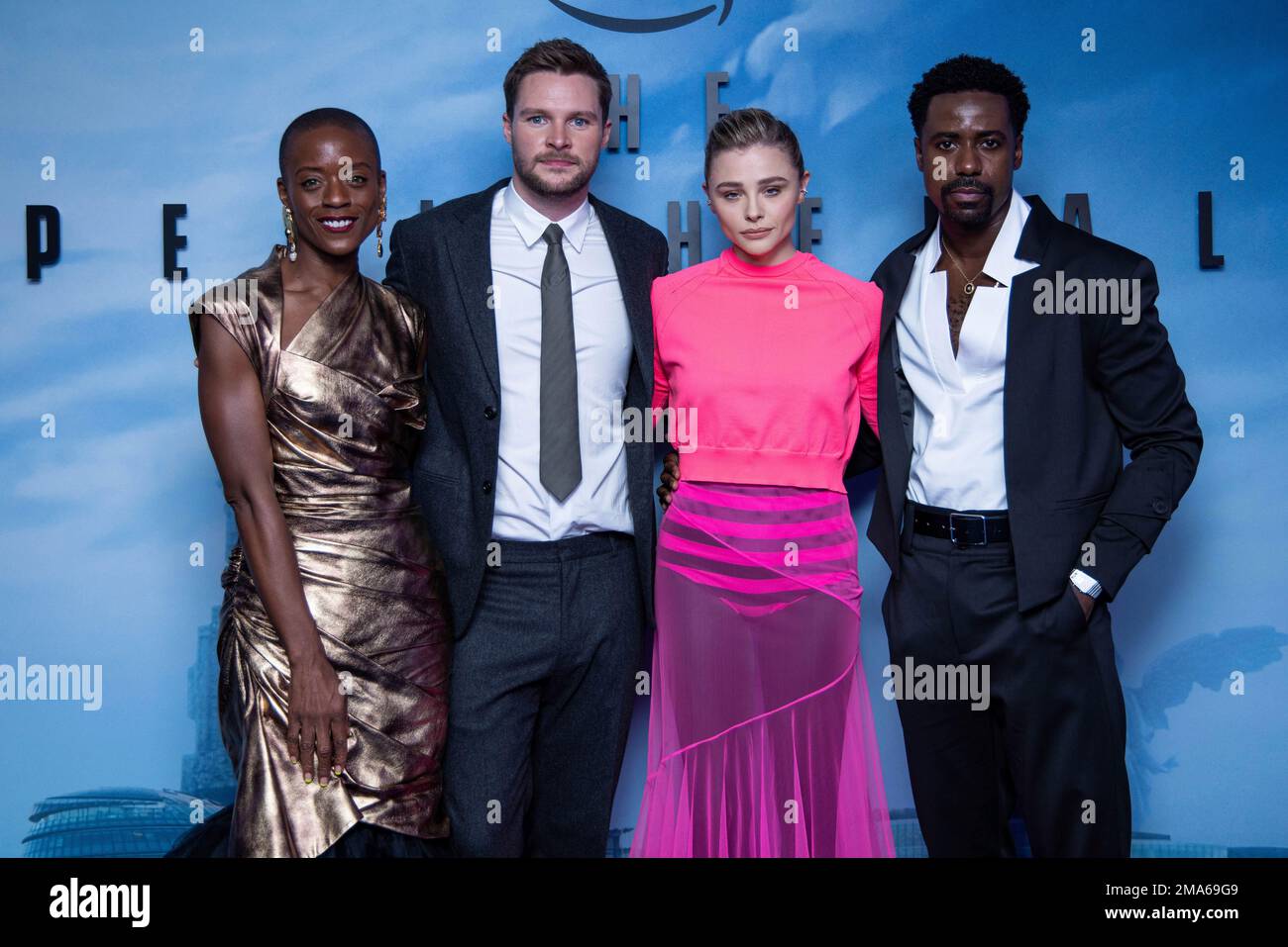 T'Nia Miller, from left, Jack Reynor, Chloe Grace Moretz and Gary Carr ...