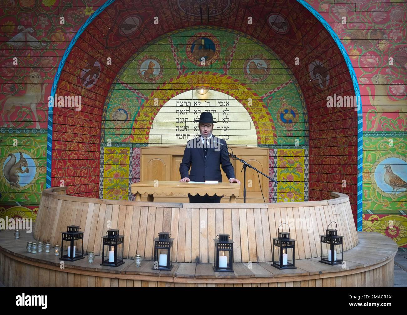 A Rabi prays at a monument in Babi Yar ravine where Nazi troops machine ...