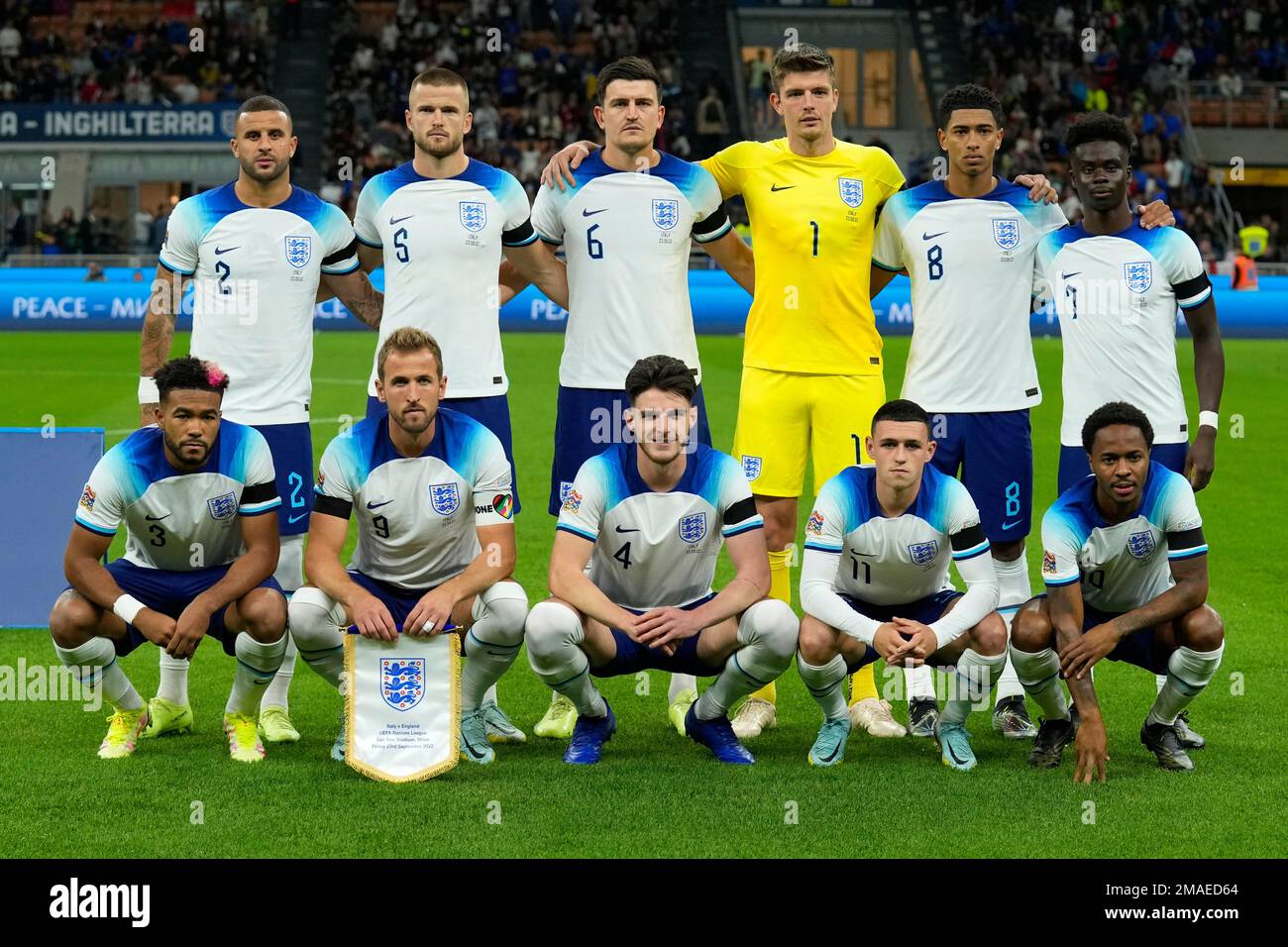 England's national soccer team players, back row from left, Kyle Walker ...