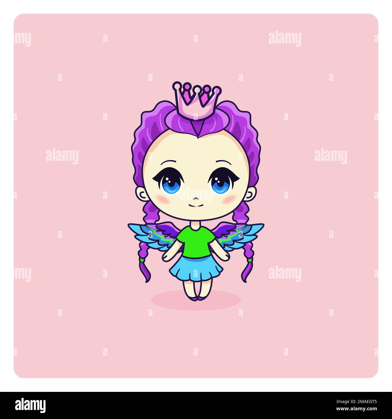 Süßes Kawaii-Prinzessinnen-Mädchen. Manga-Chibi-Fee mit Krone Stock ... Süßes Kawaii-Prinzessinnen-Mädchen. Manga-Chibi-Fee mit Krone Stock ...