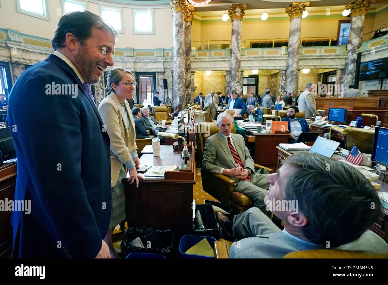 Republican Sens. Josh Harkins of Flowood, left, Jenifer Branning of ...