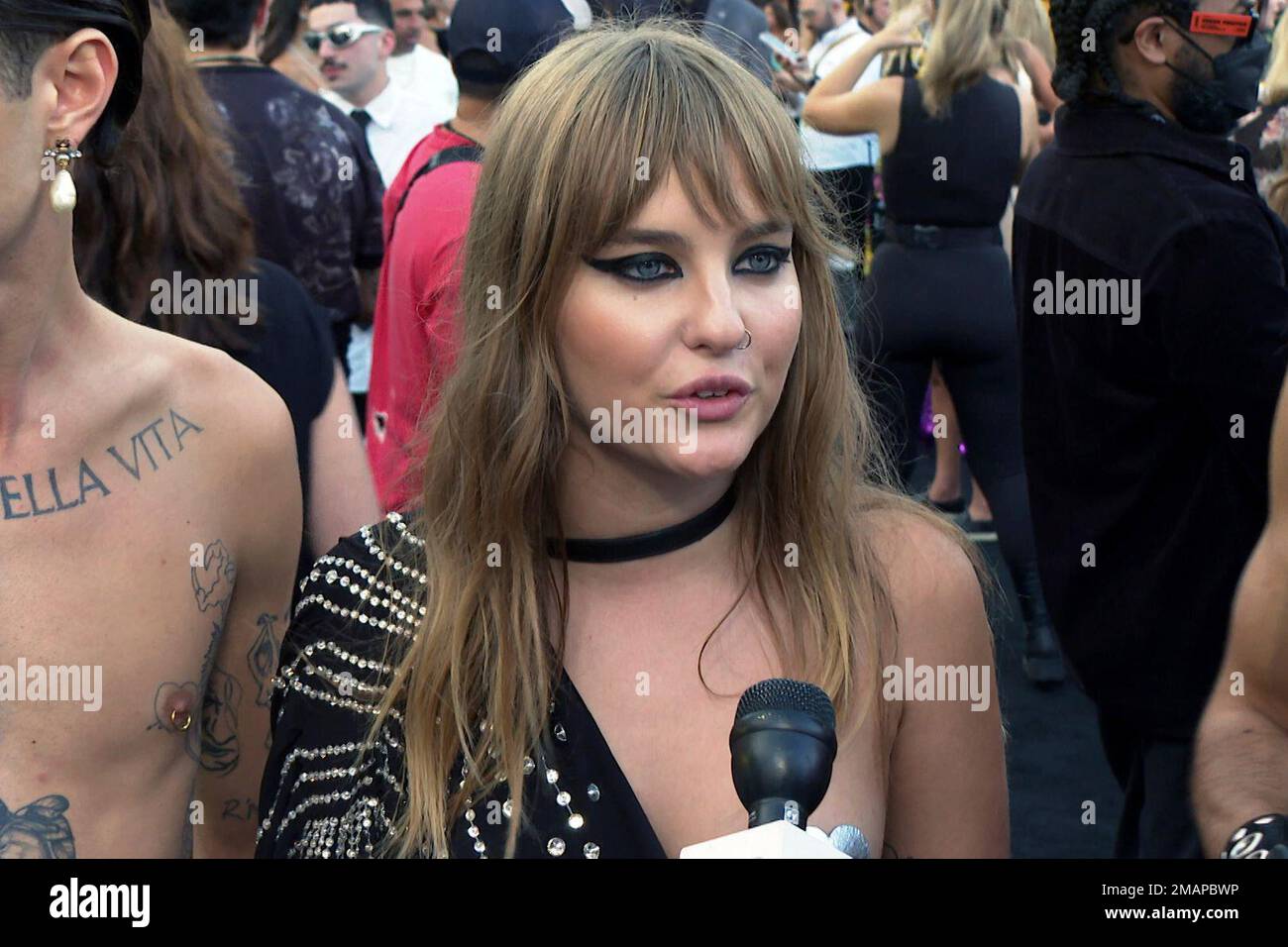 Victoria De Angelis, the bassist for the Italian glam rock band ...