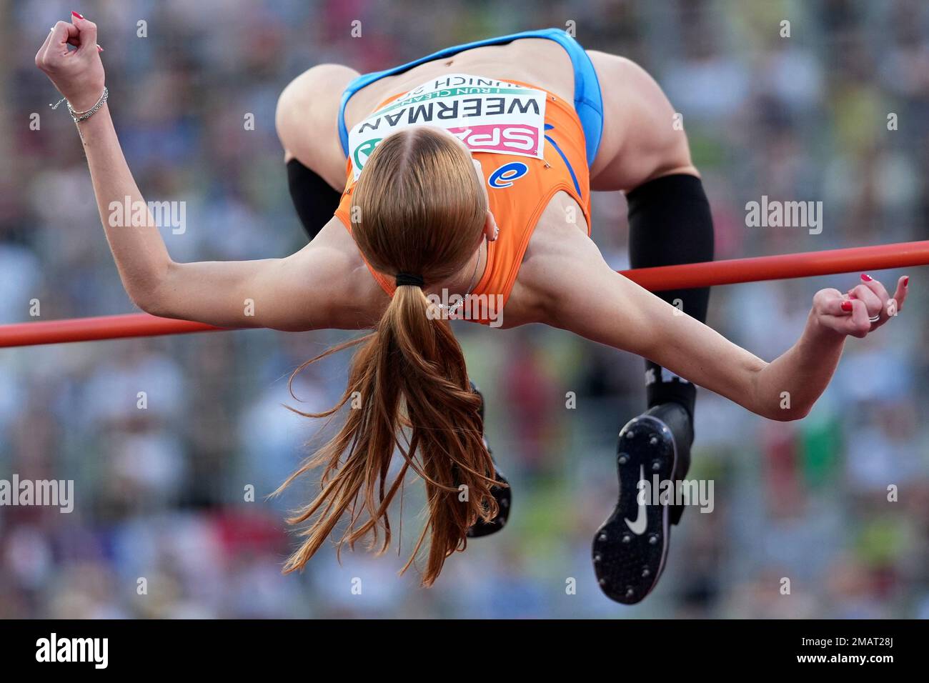 Britt Weerman, of the Netherlands, makes an attempt in the Women's high ...