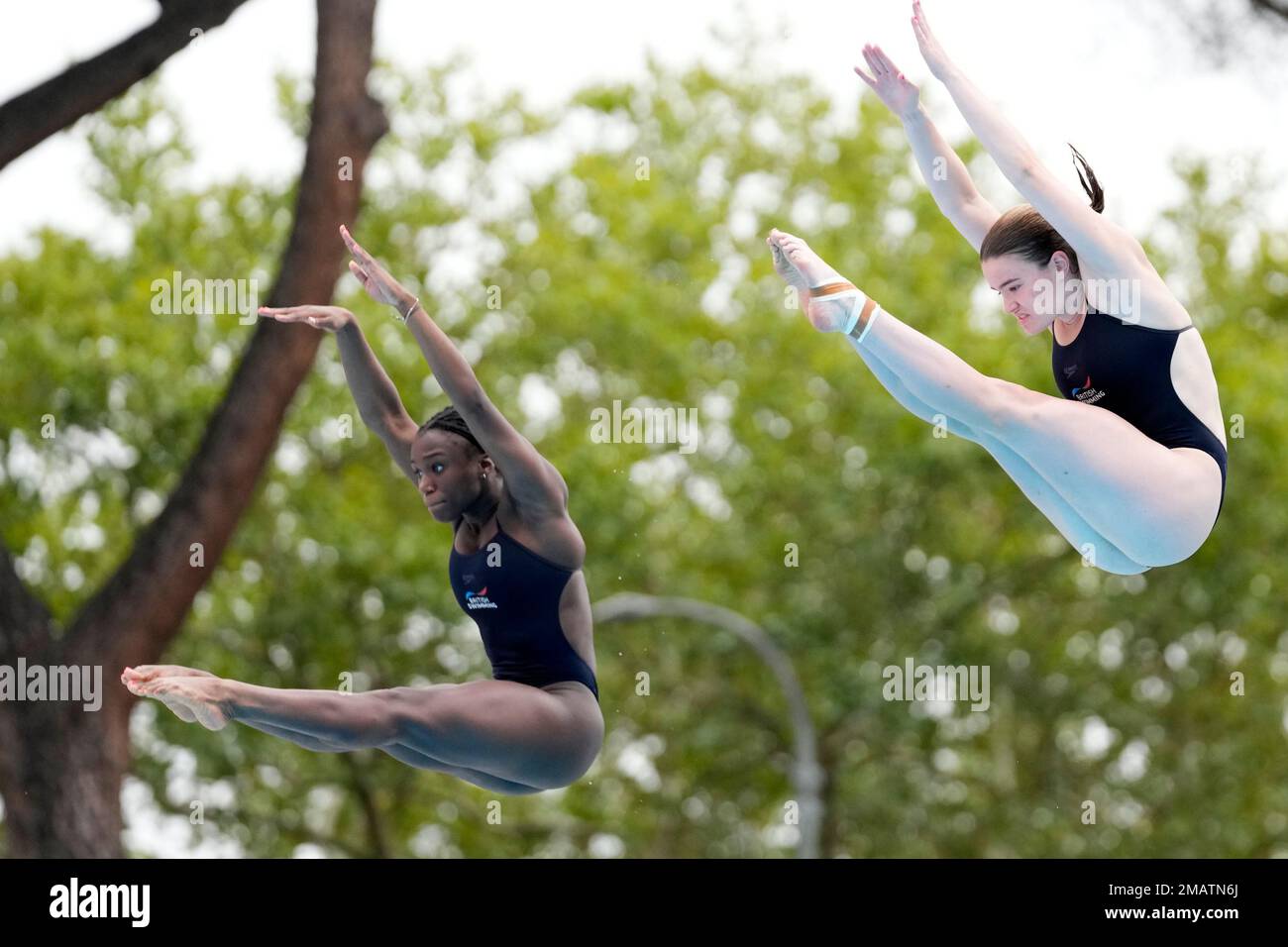Desharne Ashmeil-Bent and Amy Rollinson of Britain compete during the ...