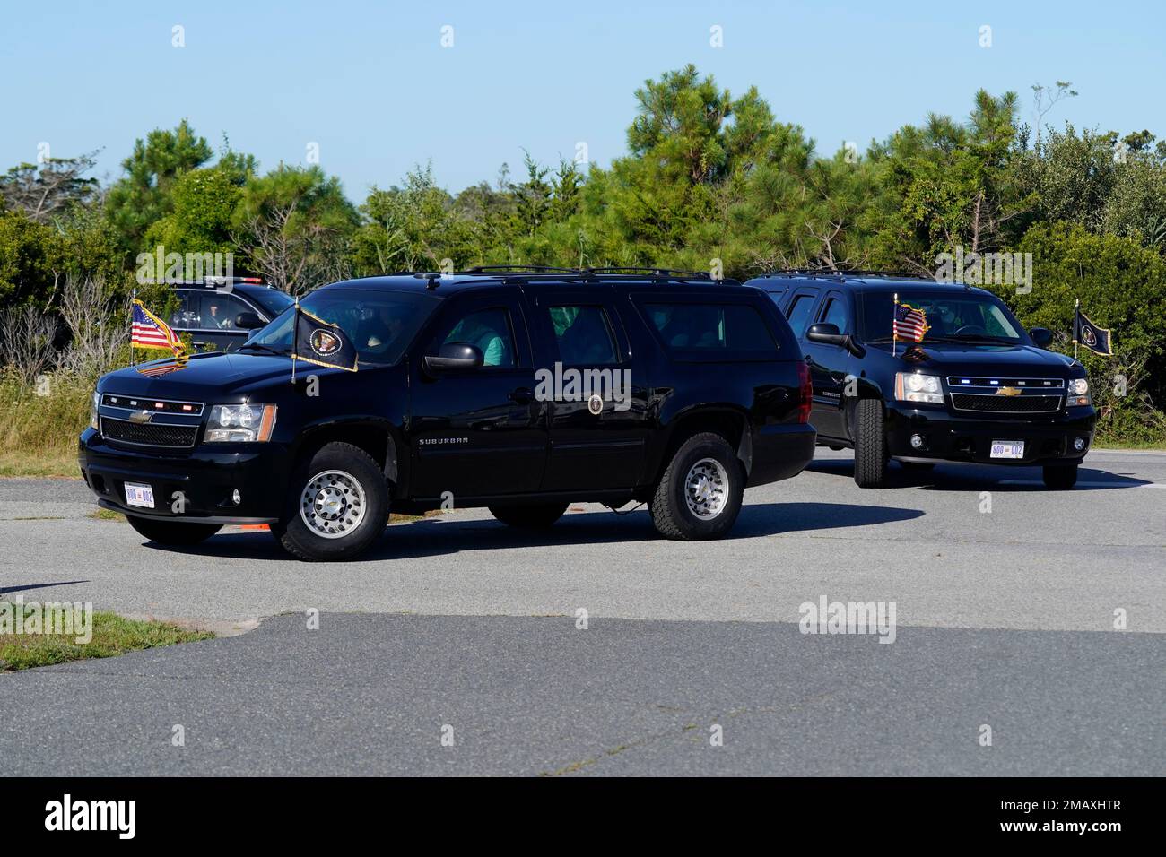 President Joe Biden and first lady Jill Biden's motorcade drives to a ...