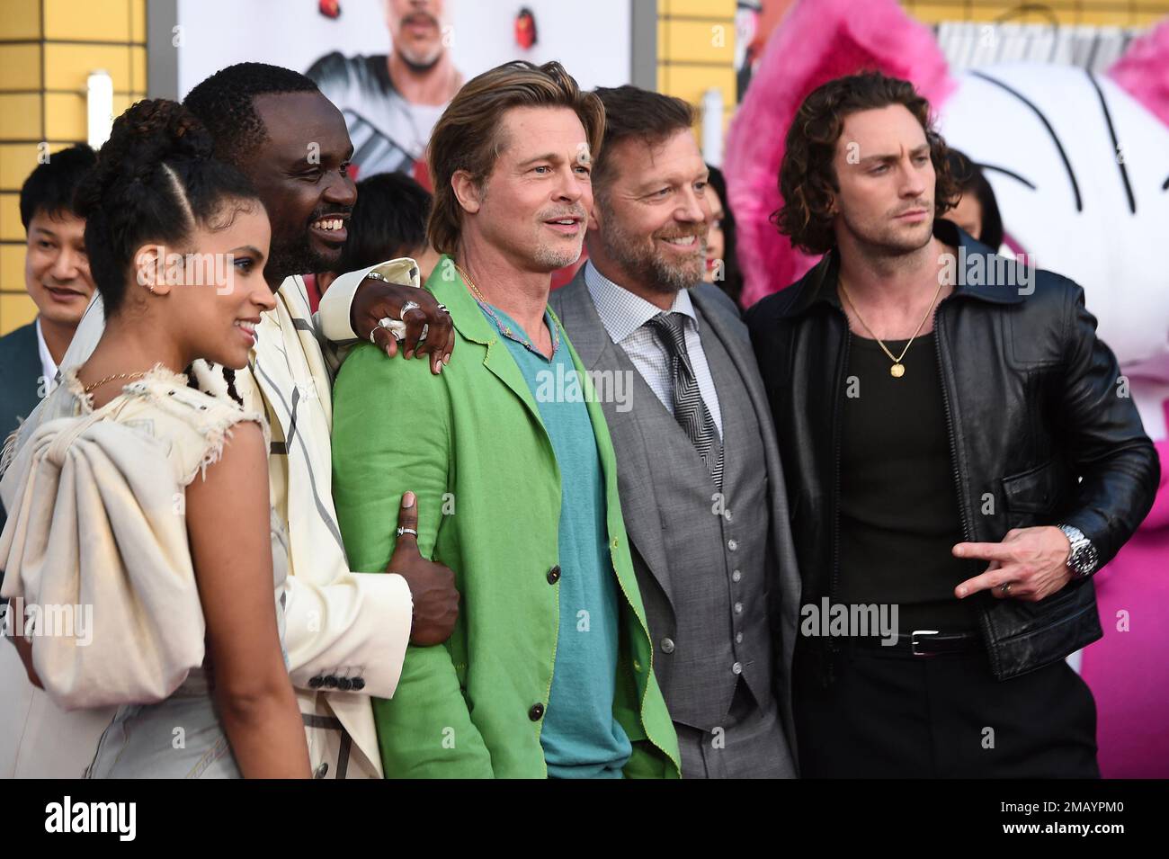 Zazie Beetz, from left, Brian Tyree Henry, Brad Pitt, director David ...