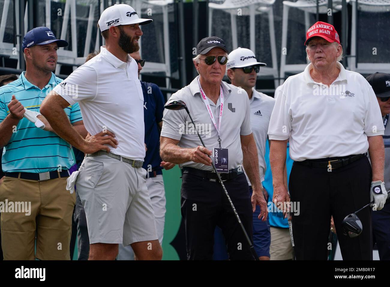 Golfers Bryson Dechambeau Dustin Johnson Liv Golf Ceo Greg Norman And