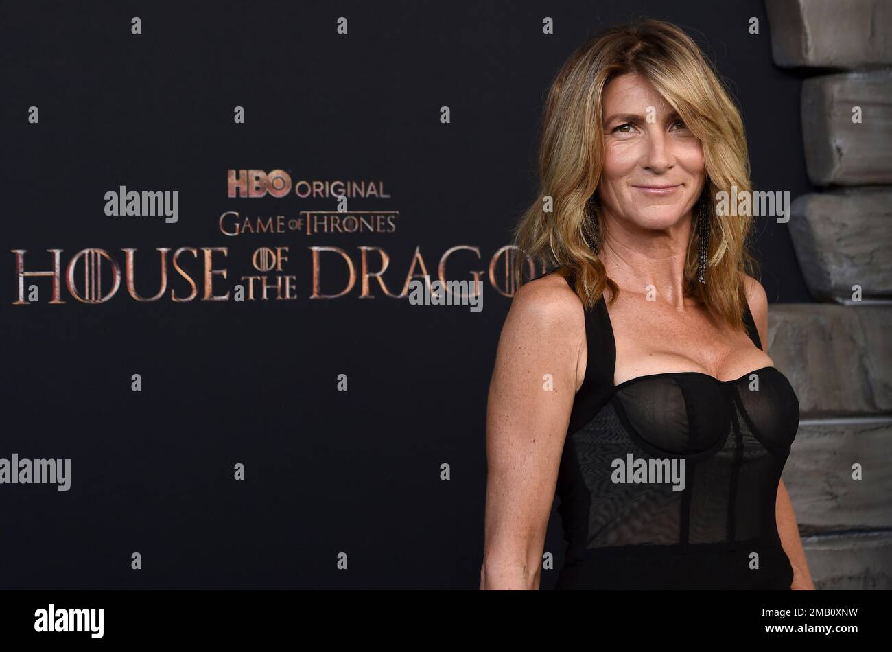 Eve Best, who plays Princess Rhaenys Targaryen, poses at the premiere ...