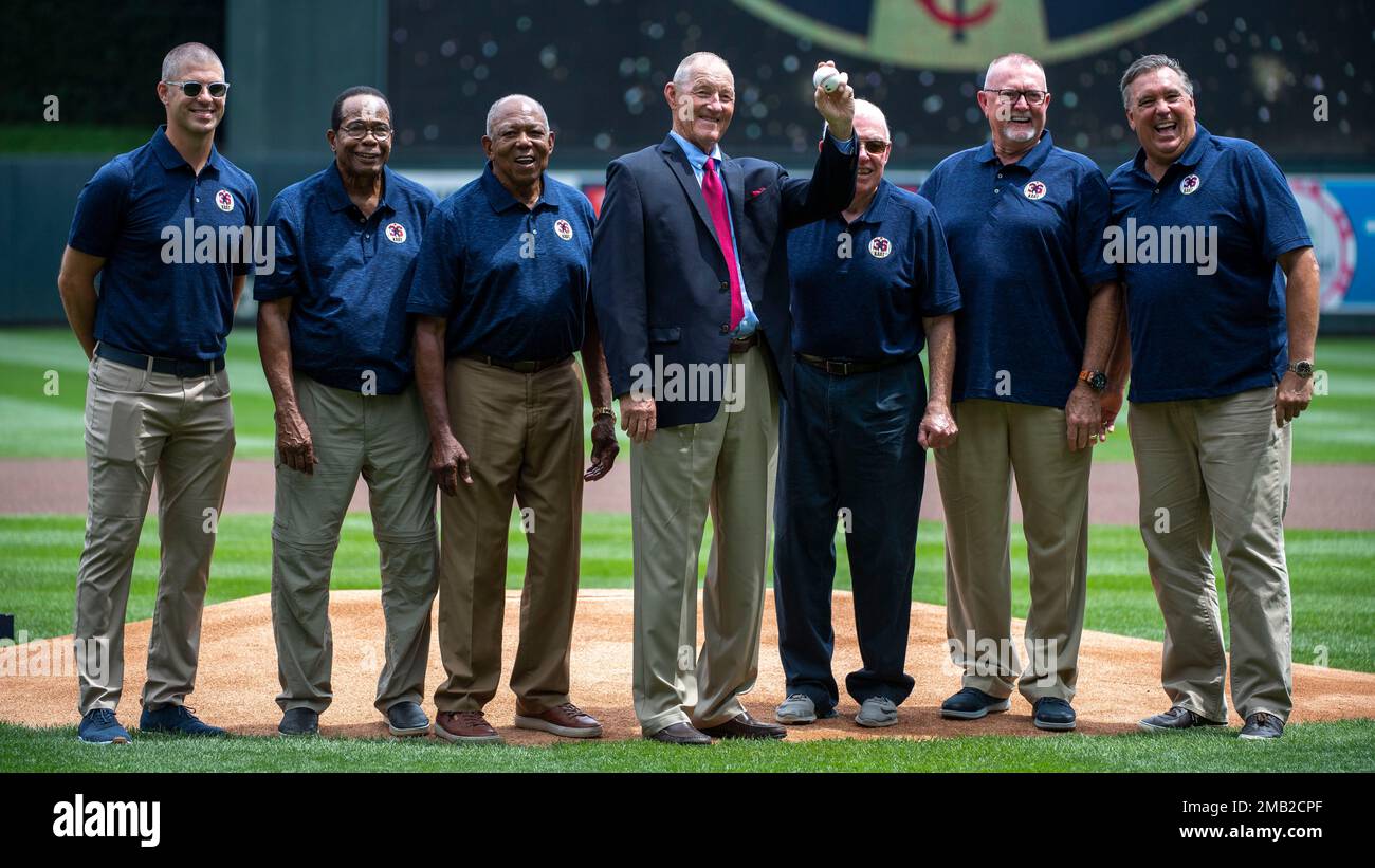 Former Minnesota Twins from left; Joe Mauer, Rod Carew, Tony Oliva, Jim ...