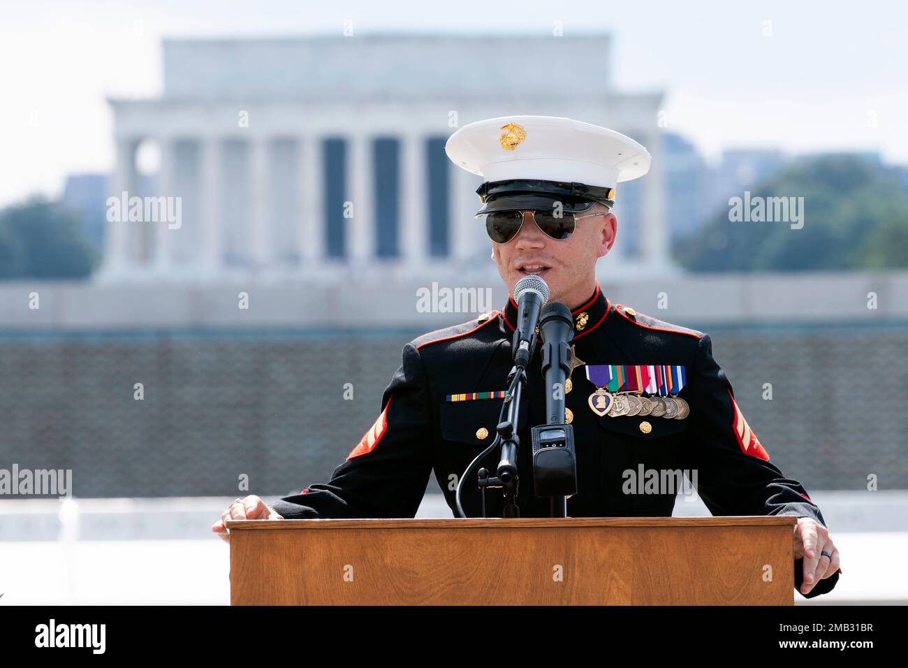 Medal of Honor Recipient Marine Cpl. Kyle Carpenter speaks during a ...