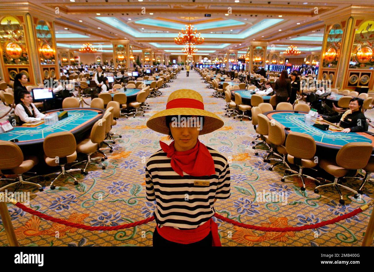 FILE - Gambling tables are set inside the casino during the opening ...