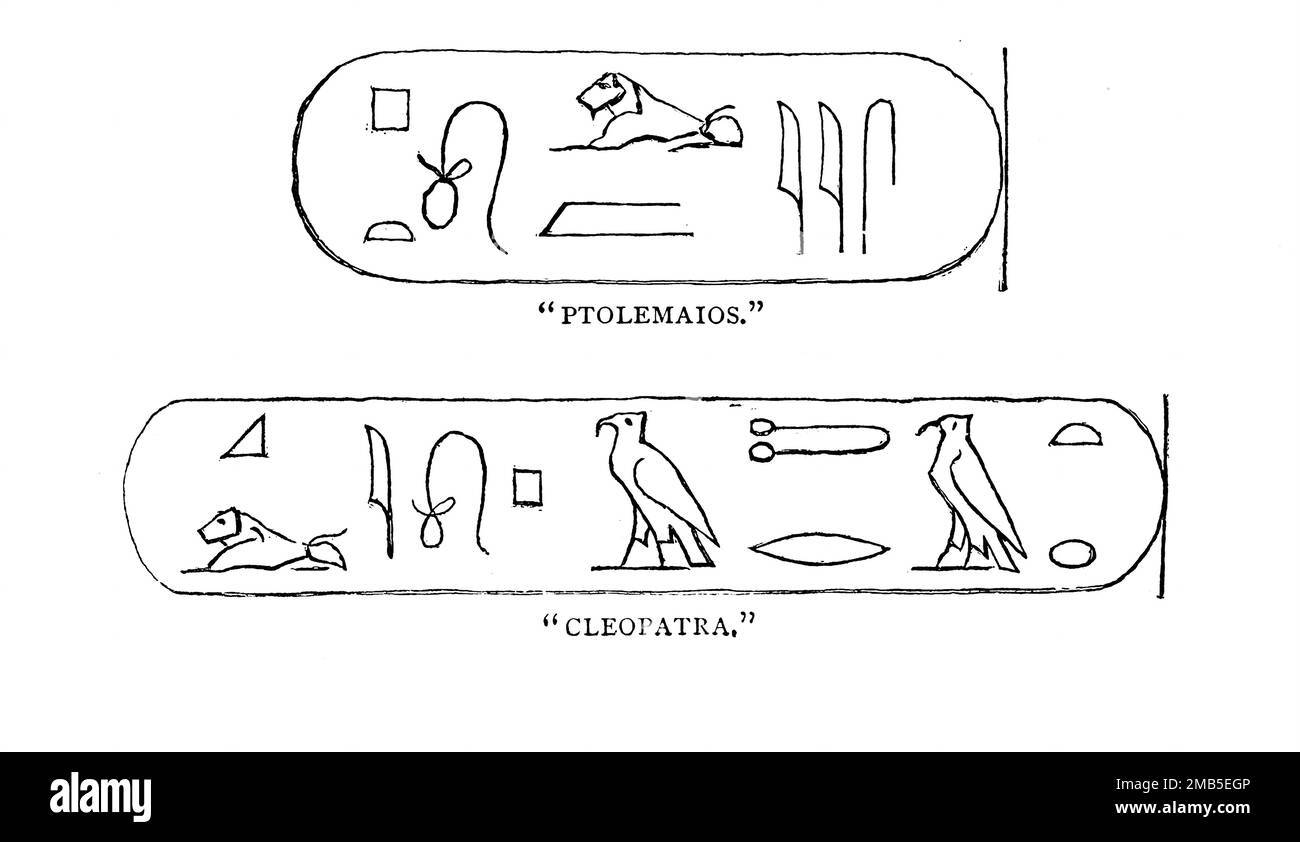 Ägyptische Hieroglyphen Ptolemaios [TOP] Cleopatra [Bottom] gravieren ...