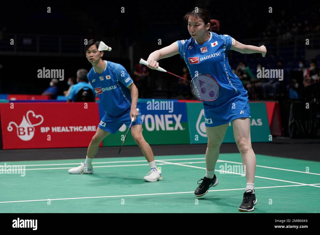 Arisa Higashino, right, and Yuta Watanabe of Japan compete against ...