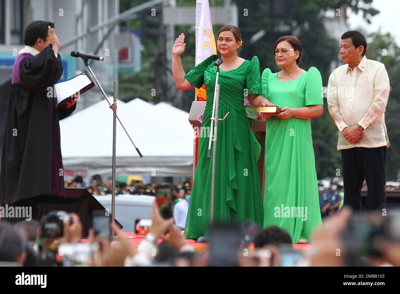 Sara Duterte, second from left, the daughter of outgoing populist ...