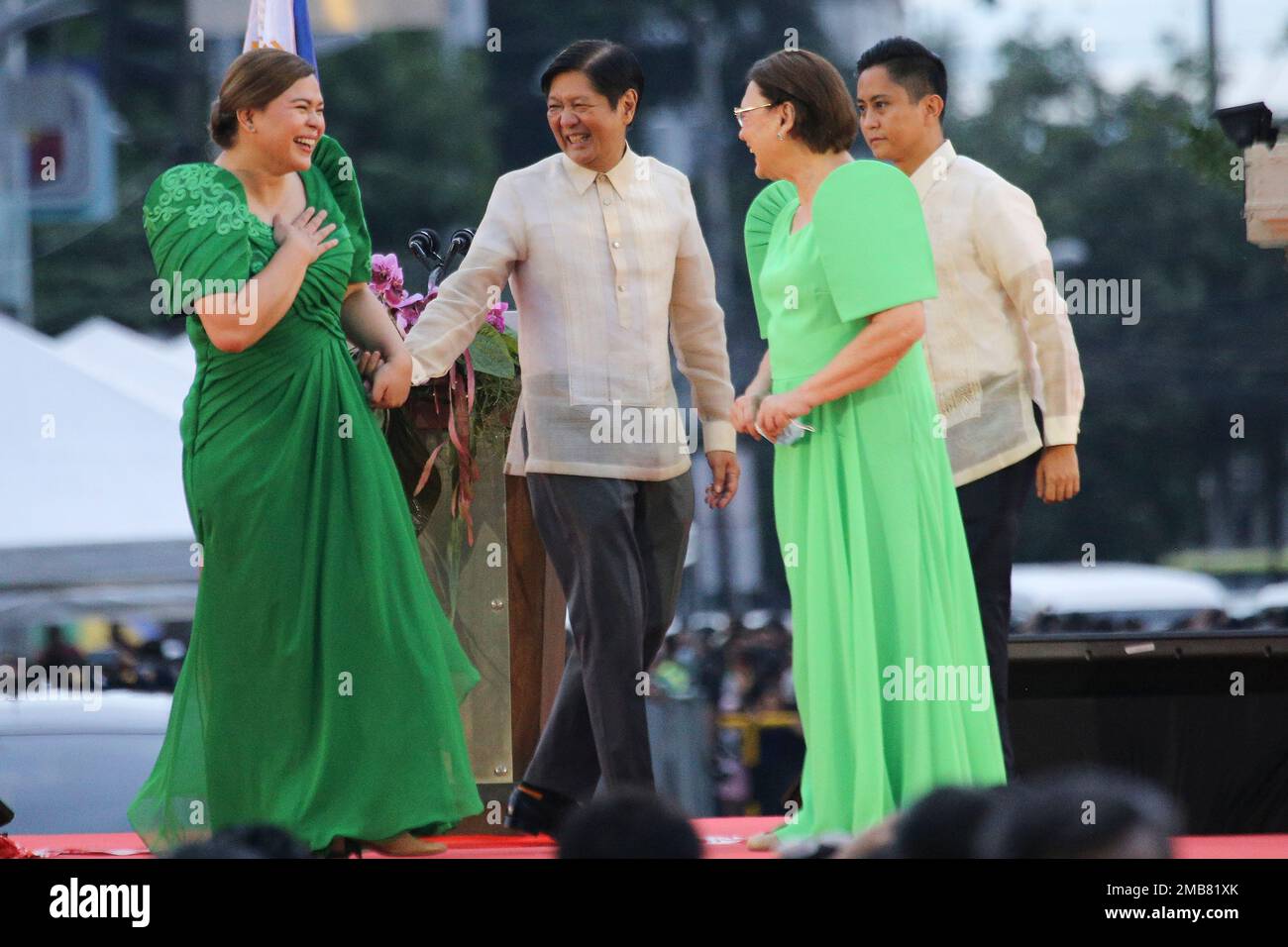 Philippine Vice President-elect Sara Duterte, left, the daughter of ...
