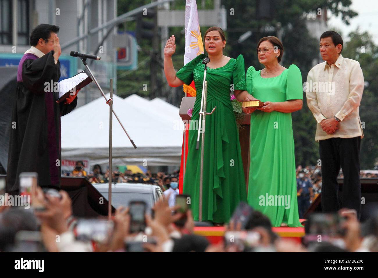Sara Duterte, second from left, the daughter of outgoing populist ...