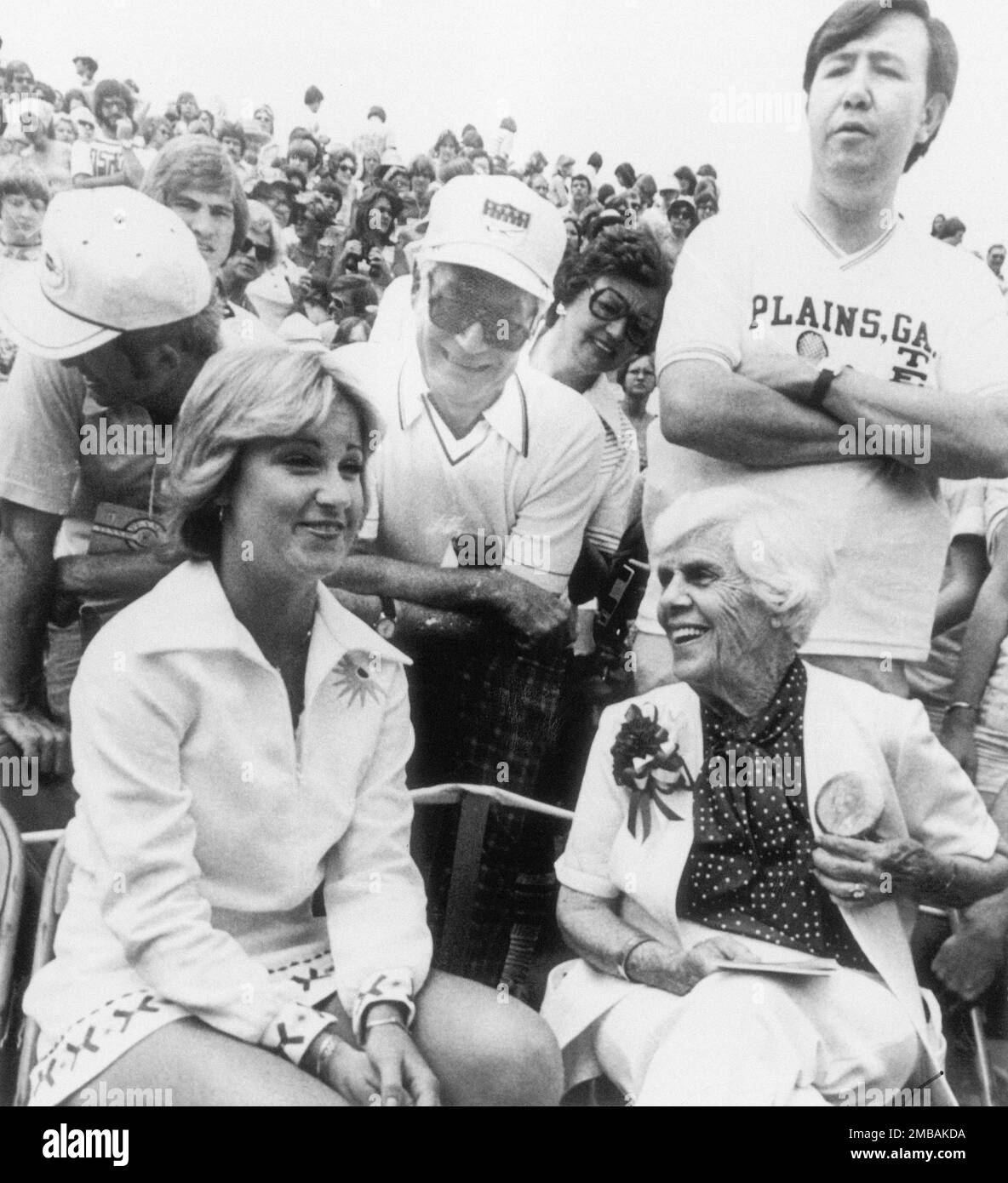 Chris Evert, left, smiles as she meets Miss Lillian Carter, mother of ...