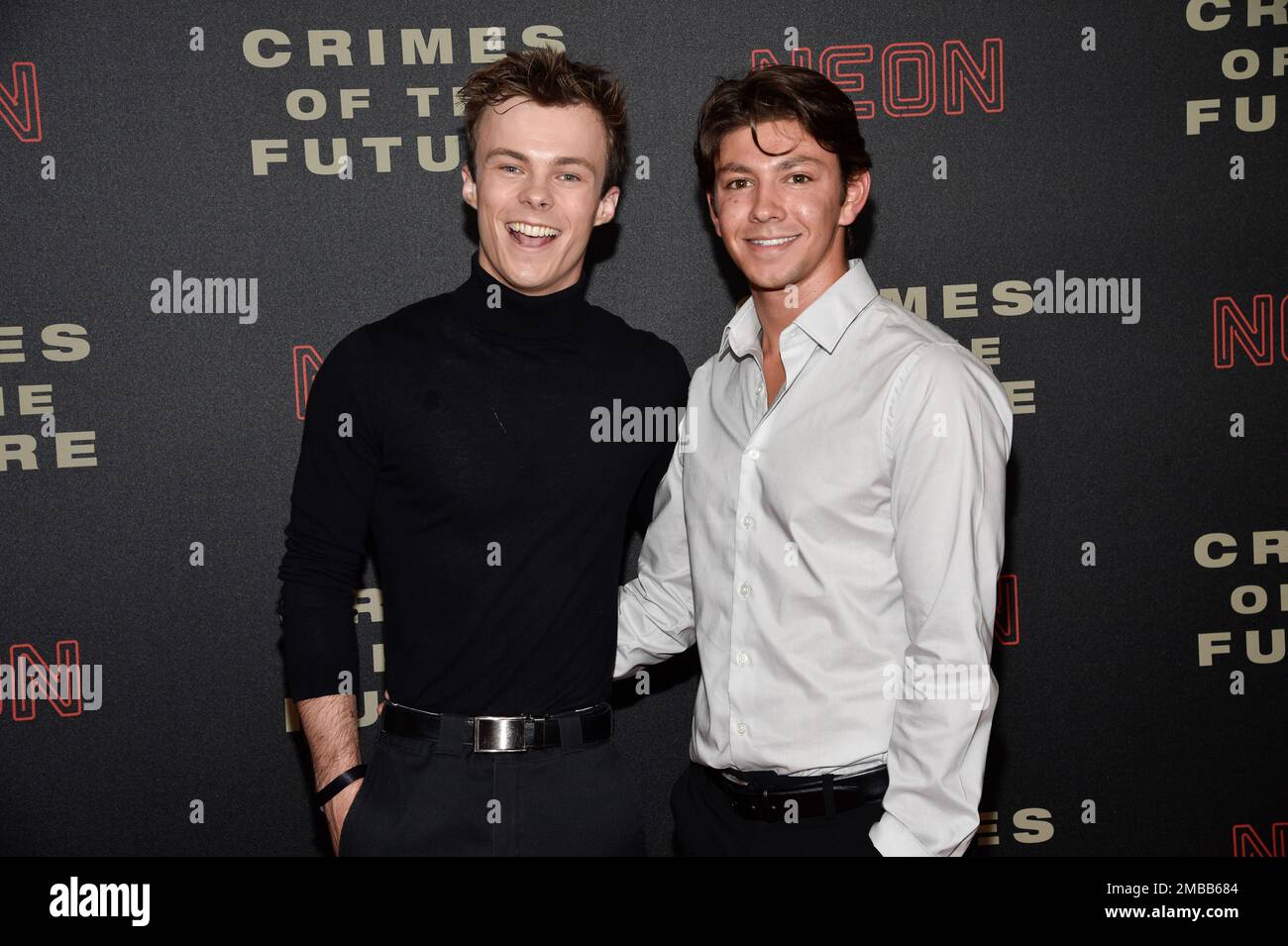 Nicholas Hamilton, left, and Jackson Tremblay attend the "Crimes of the ...