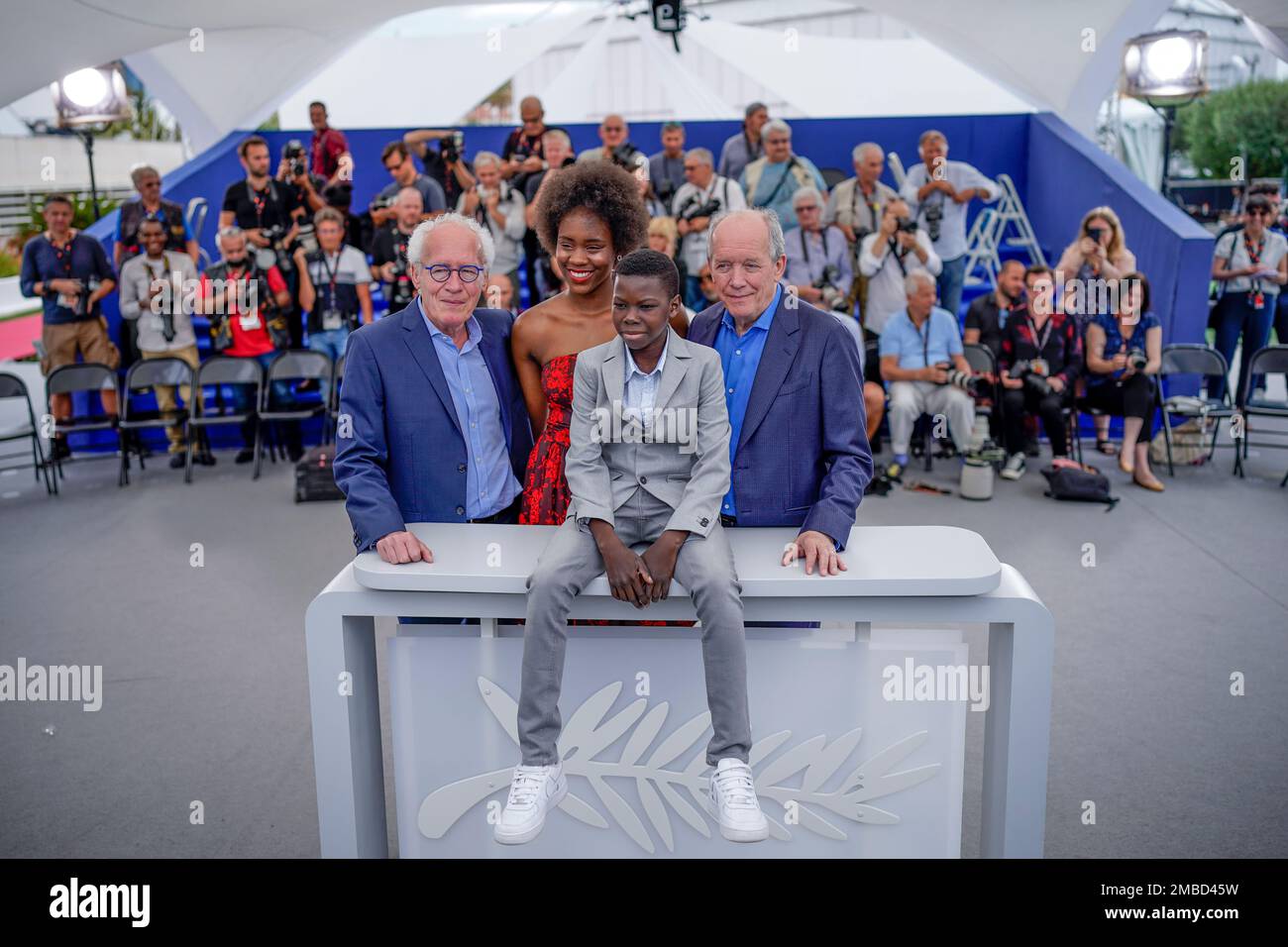 Director Jean-Pierre Dardenne, from left, Mbundu Joely, Pablo Schils ...