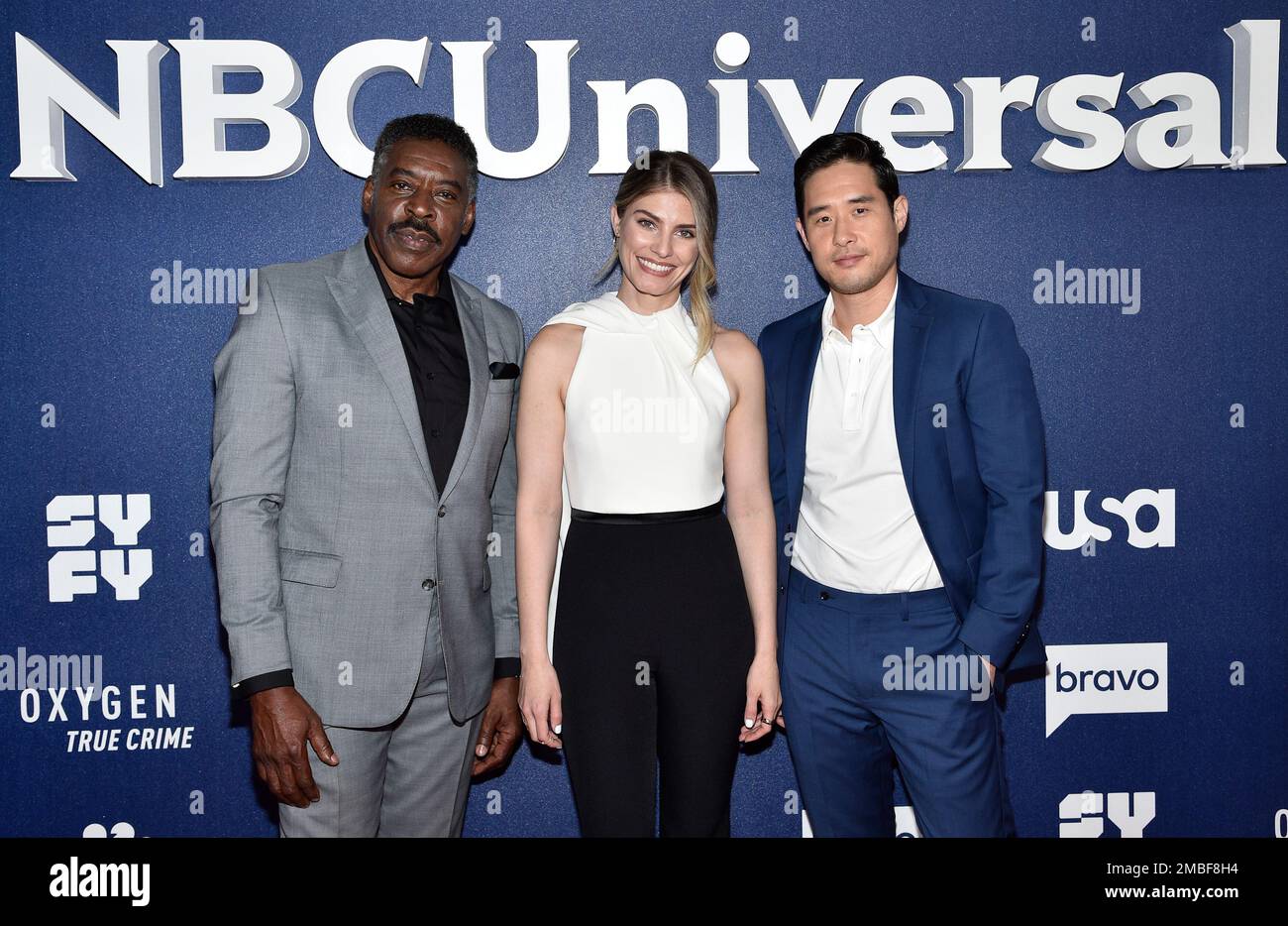 "Quantum Leap" cast members Ernie Hudson, left, Caitlin Bassett and ...
