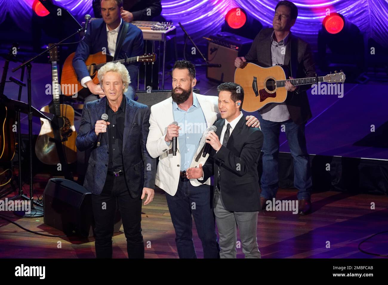 The Bill Gaither Vocal Band performs during a tribute to country music ...
