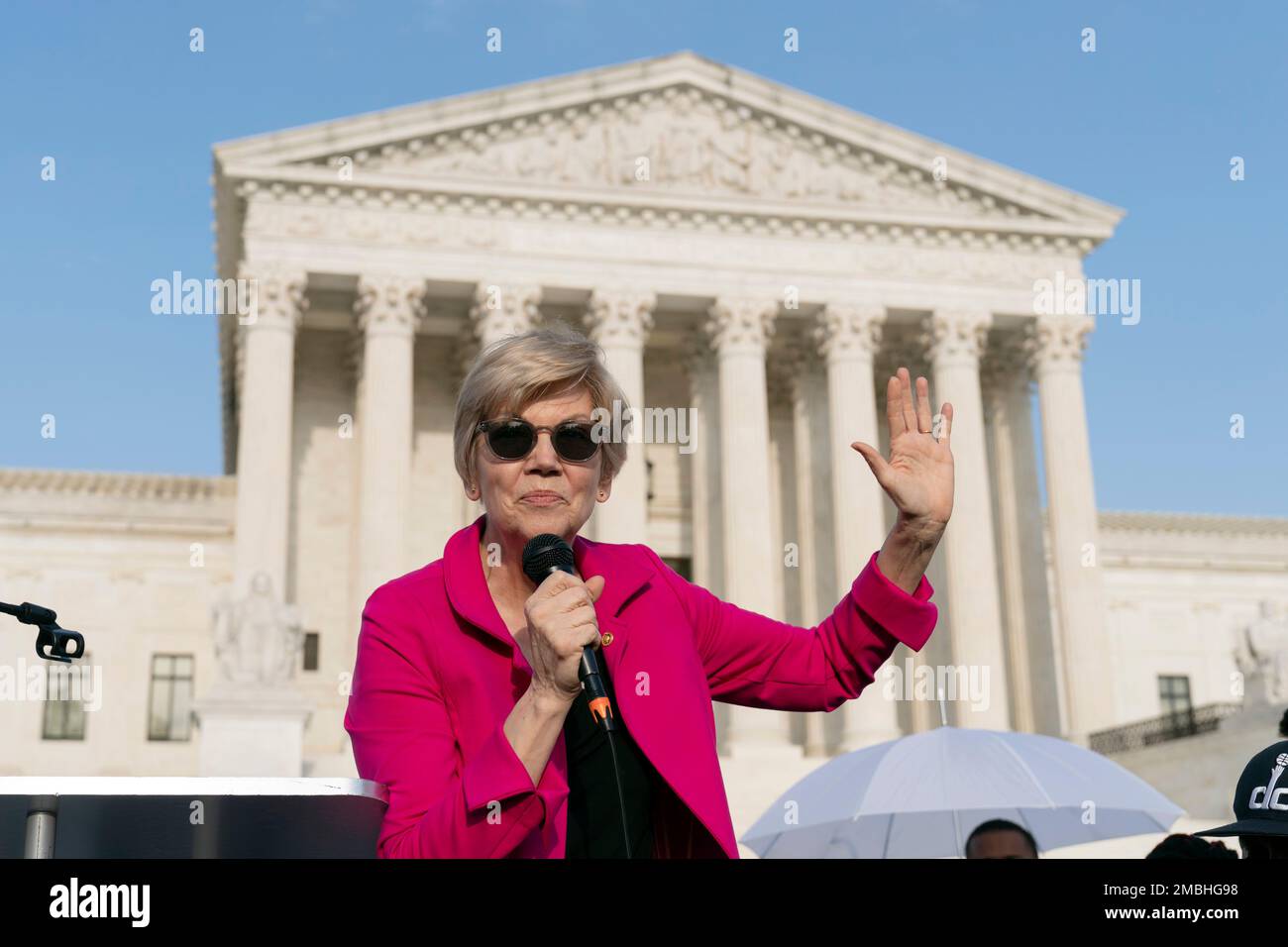 Sen. Elizabeth Warren, D-Mass., speaks outside of the U.S. Supreme ...