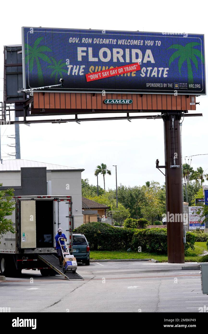 A new billboard welcoming visitors to "Florida: The Sunshine 'Don't Say ...