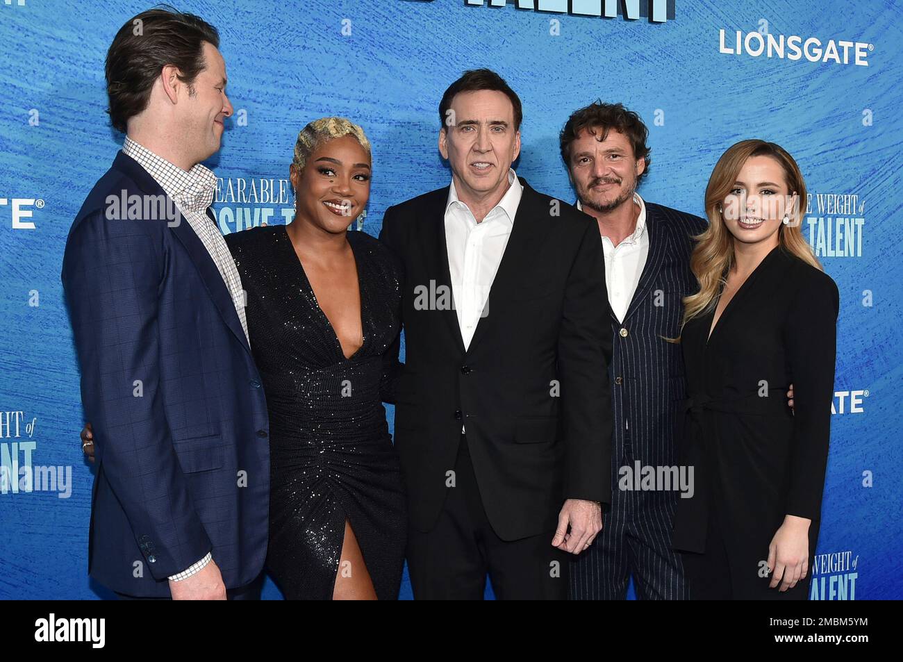 Ike Barinholtz,from left, Tiffany Haddish, Nicolas Cage, Pedro Pascal ...