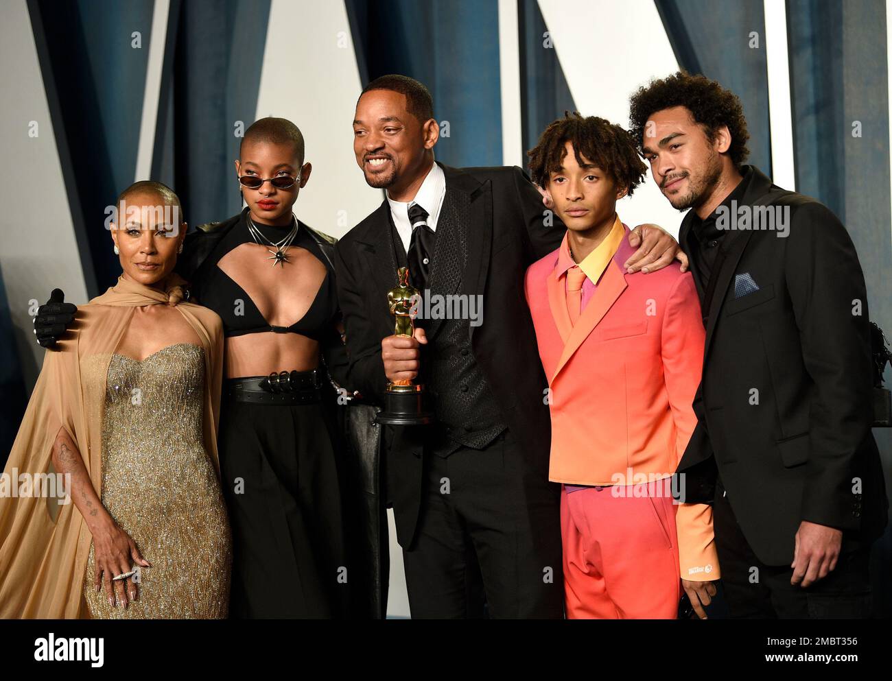Jada Pinkett Smith, from left, Willow Smith, Will Smith, Jaden Smith and Trey Smith arrive at ...