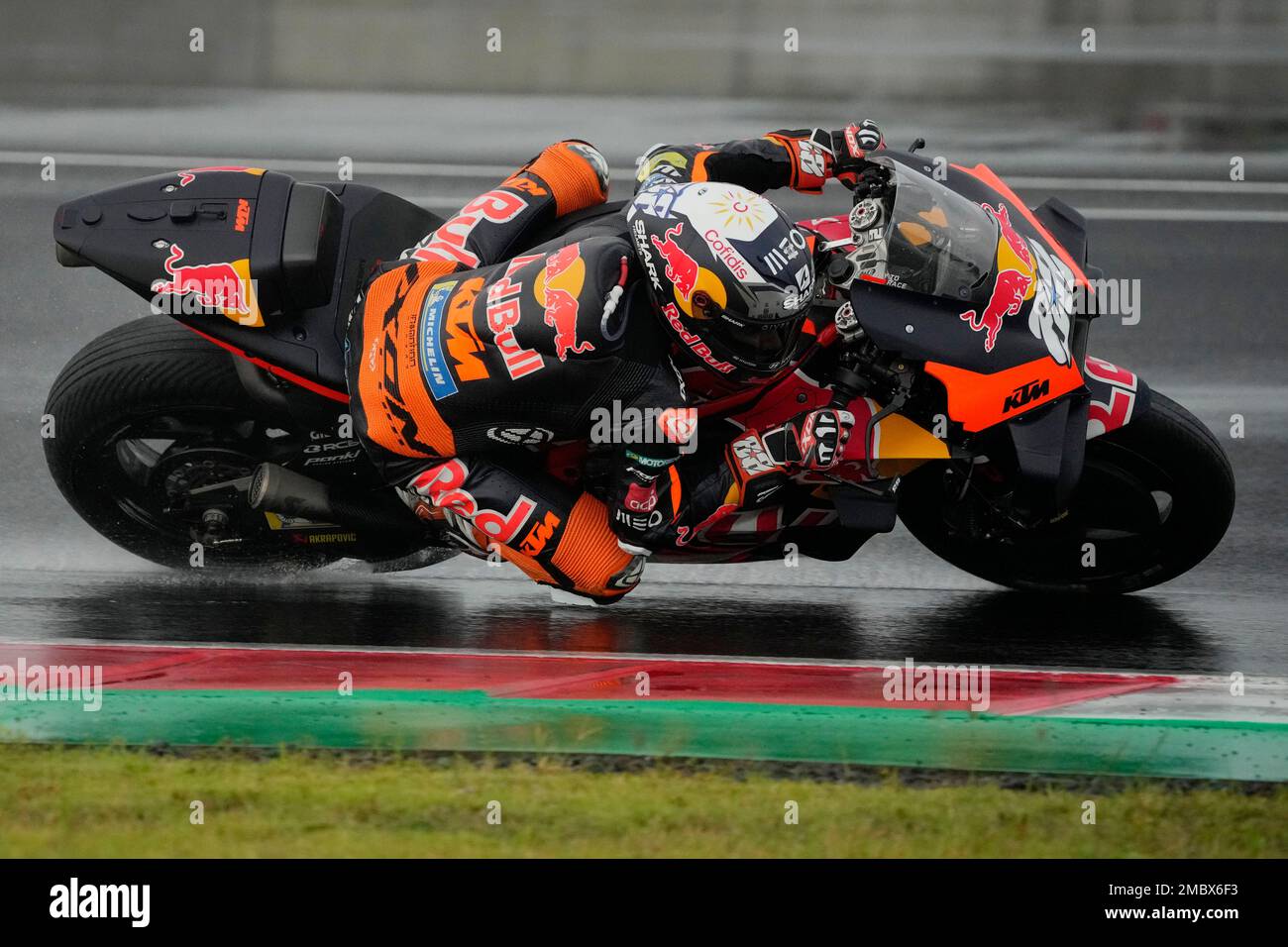 Portugal's Miguel Aliveira of Red Bull KTM Factory Racing steers his ...