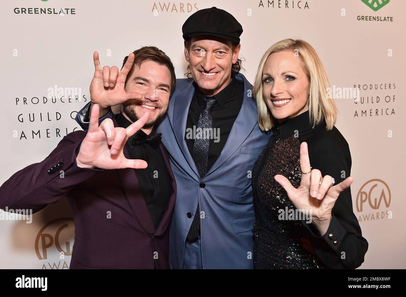 Daniel Durant, from left, Troy Kotsur and Marlee Matlin arrive at the ...