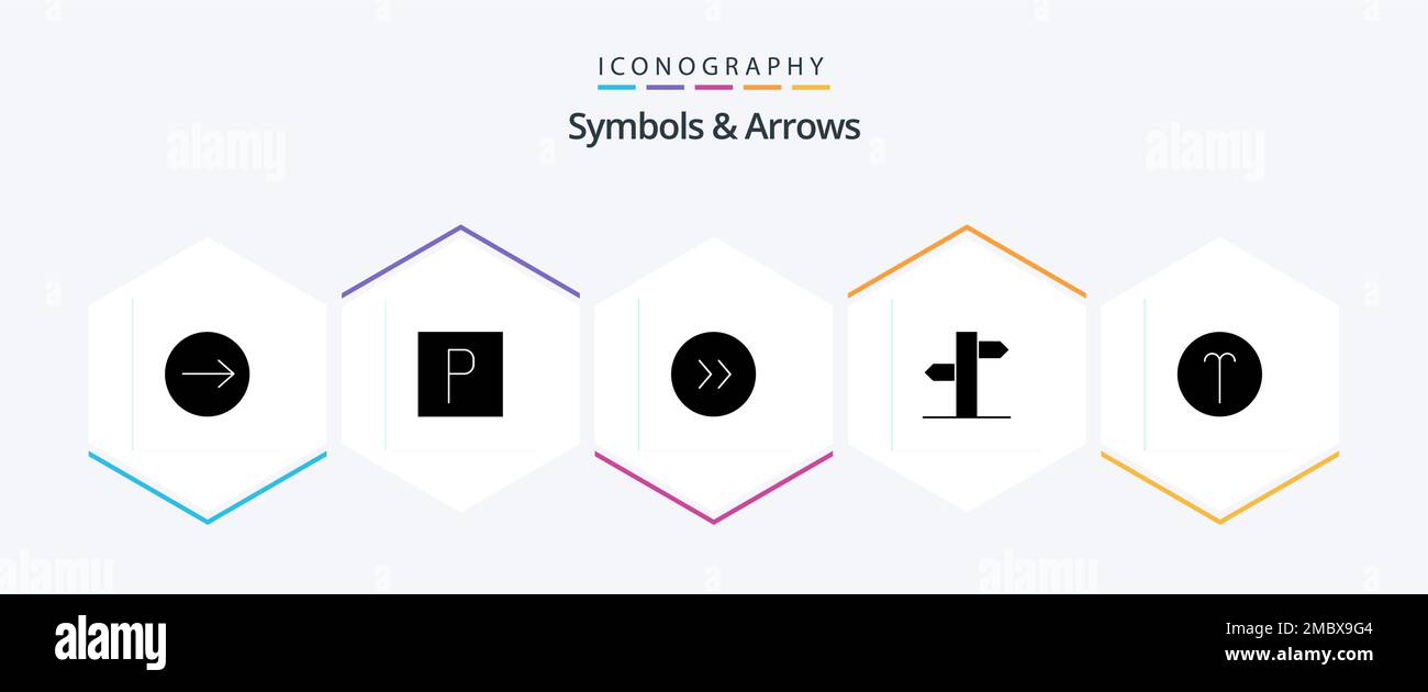 Symbole und Pfeile 25 Glyph Icon Pack mit . Symbolik. - Ja, genau ...