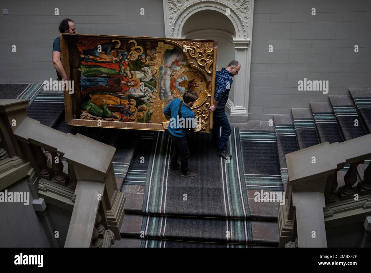 FILE - Workers move the Annunciation to the Blessed Virgin of the ...