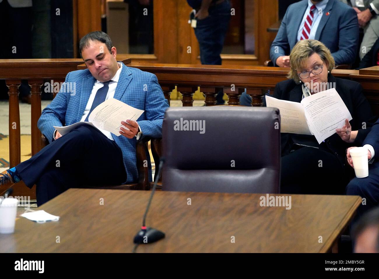 Rep. Tom Miles, D-Forest, left, and Senate Education Committee member ...