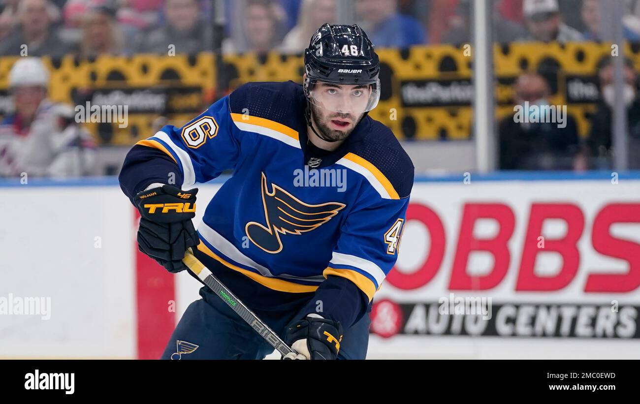 St. Louis Blues' Jake Walman passes during the second period of an NHL ...