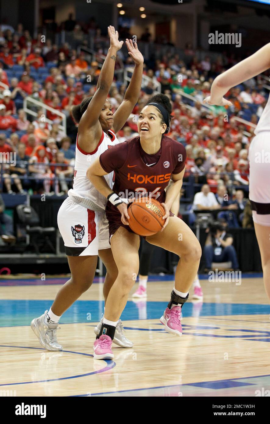 Virginia Tech guard Emily Lytle (24) and North Carolina State guard ...