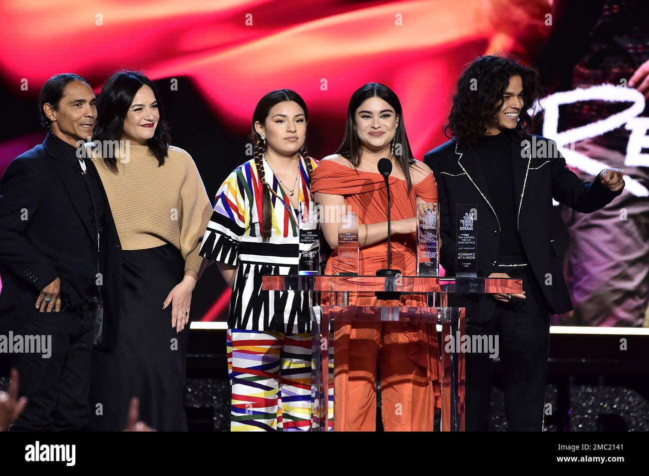 Zahn McClarnon, from left, Sarah Podemski, Paulina Alexis, Devery ...