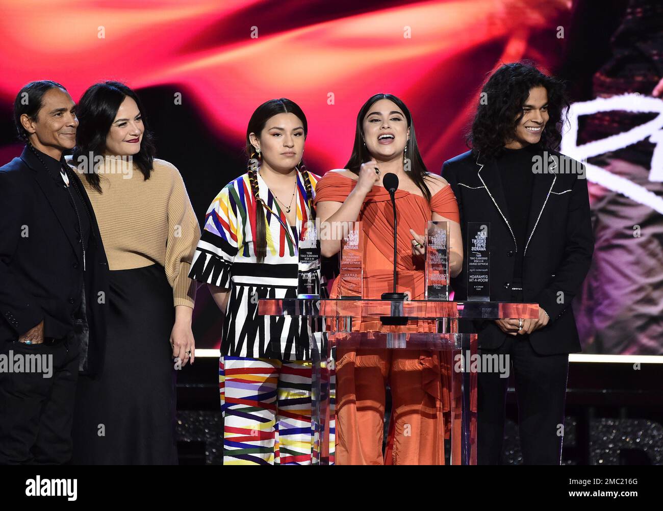Zahn McClarnon, from left, Sarah Podemski, Paulina Alexis, Devery ...